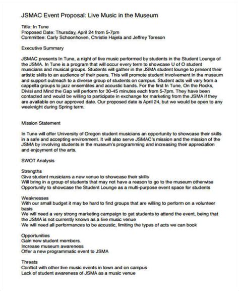 Music Event Proposal Template