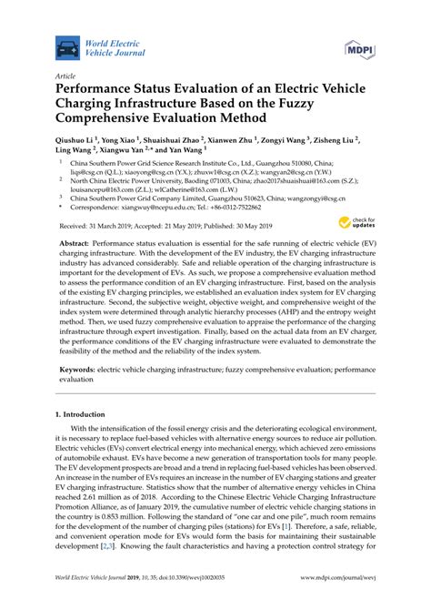 Pdf Performance Status Evaluation Of An Electric Vehicle Charging