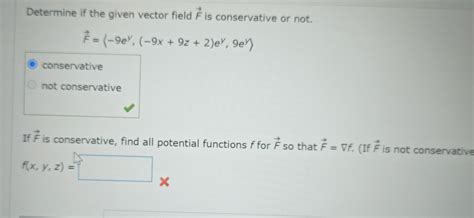 Solved Determine If The Given Vector Field Vec F Is Chegg Com