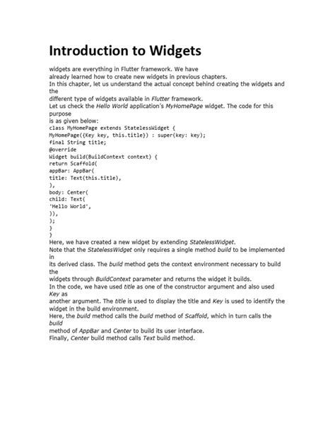 Introduction To Widgets ٠٩٠٢٢٢ Pdf Method Computer Programming Parameter Computer