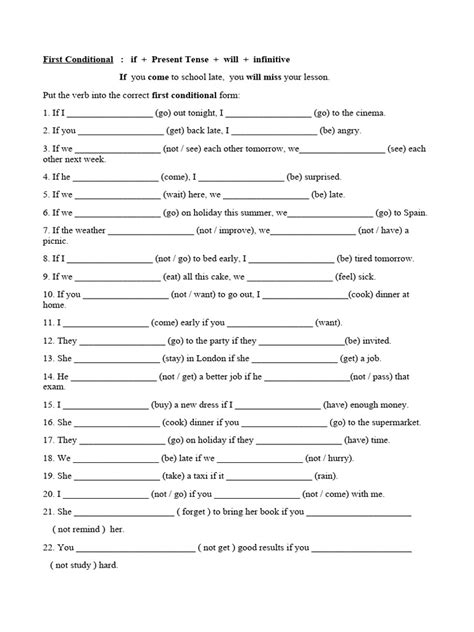 If Conditional Exercise Pdf