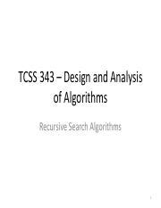 Week 2 - Analysis of Recursive Algorithms.pdf - TCSS 343 - Design and ...