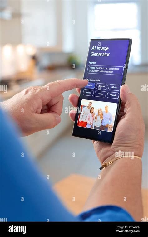 A Person Is Interacting With A Mobile Application Focused On Ai Image