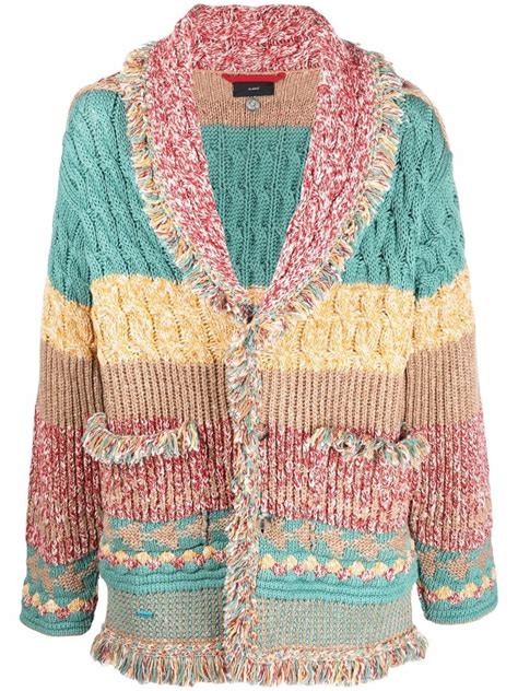 Alanui Cardigan Com Recorte De Listras Farfetch Br Stripe Zip Up