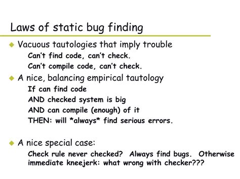 Ppt How To Find Lots Of Bugs In Real Code With System Specific Static Analysis Powerpoint