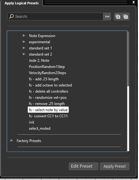apply logical preset dialog add possibility to open preset in editor