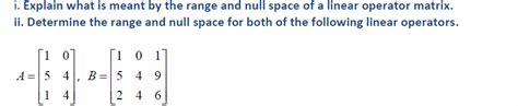Solved Explain What Is Meant By The Range And Null Space Of Chegg