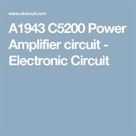 A1943 C5200 Power Amplifier Circuit