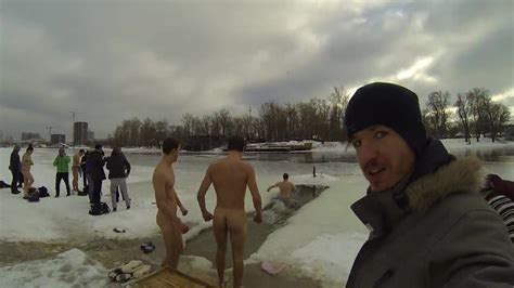 Fit Guys Are Swimming In A Cold Water