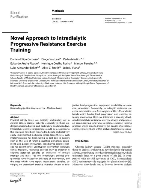 pdf novel approach to intradialytic progressive resistance exercise