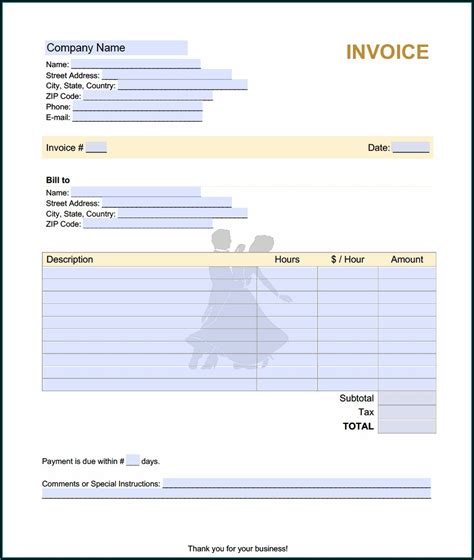 Music Performance Invoice Template Template 2 Resume Examples