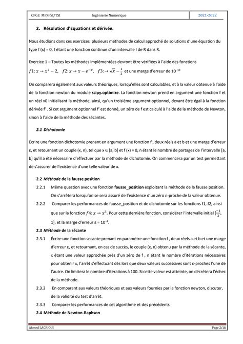 SOLUTION Calcul Scientifique En Python Cours Cpge Studypool