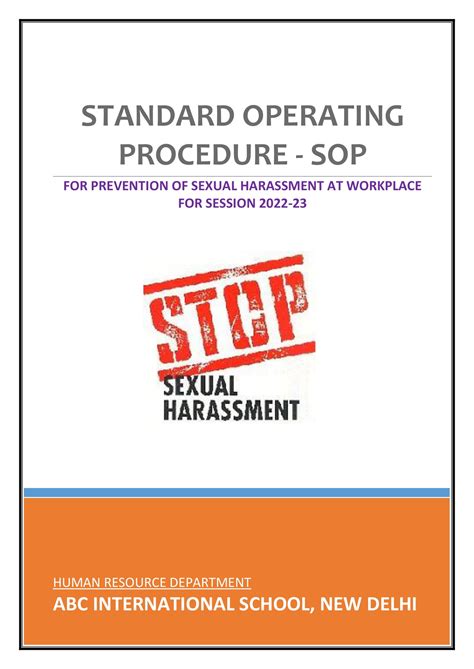 SOP For Prevention Of Sexual Harassment Alert Knowledge Services