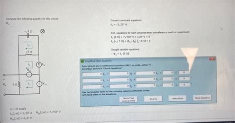 Solved Compute The Following Quantity For This Circut Chegg Com