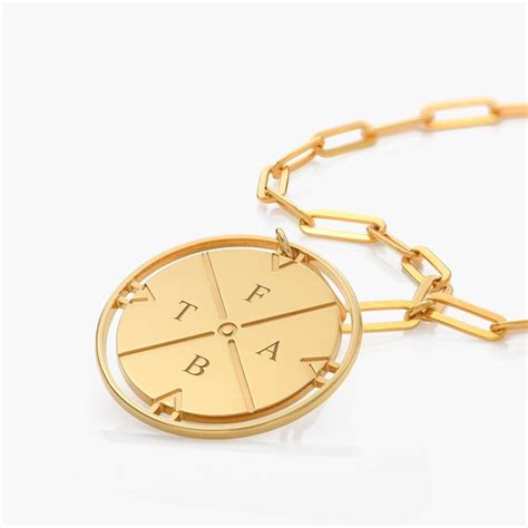 Engraved Compass Necklace Gold Vermeil Oak And Luna