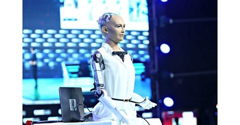 Humanoid Robot Sophia Speaker In The Blockchain Forum At The Iot