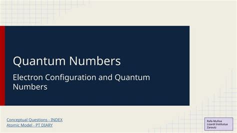 Quantum Numbers And Electron Configuration Pptx