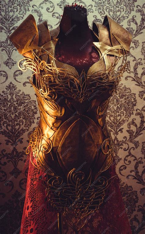 Traje Armadura De Mulher Peitoral De Metal Forte Feito à Mão Em Ouro