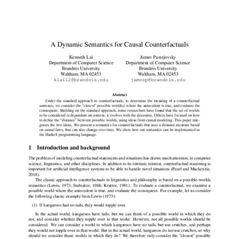 A Dynamic Semantics For Causal Counterfactuals Acl Anthology