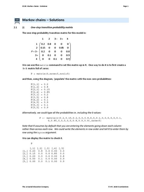 Cs2 B Chapter 2 Markov Chains Solutions Pdf Markov Chain Matrix Mathematics