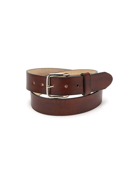 Buy Usa Made Plain Chestnut Brown Leather Belt With Snap Button Buckle