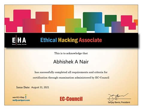 Cybersecurity Ethicalhacking Eccouncil Abhishek A Nair