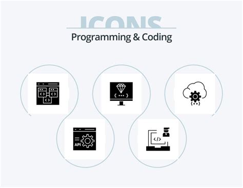 Programming And Coding Glyph Icon Pack 5 Icon Design Develop Coding