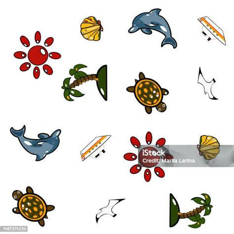 패턴 바다 세트 돌고래 고래 상어 물고기 거북이 조개 진주 0명에 대한 스톡 벡터 아트 및 기타 이미지 0명 갈매기 거북이 Istock