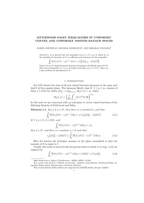 Pdf Littlewoodpaley Inequalities In Uniformly Convex And Uniformly Smooth Banach Spaces