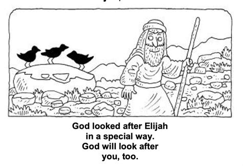 Elijah And The Raven Coloring Page