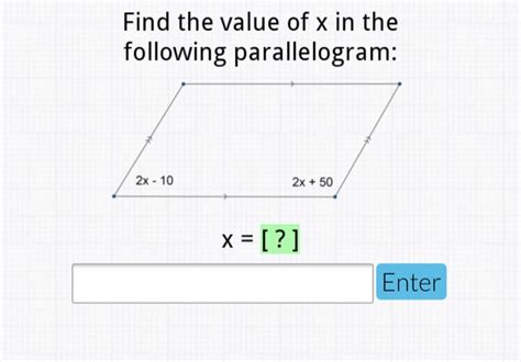 Solved Find The Value Of X In The Following Parallelogram Chegg