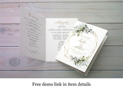 Printable Program Template Edit With Templett Folded Etsy