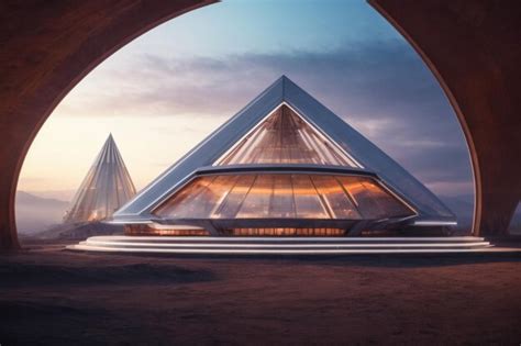 Premium Photo Abstract Triangle Shape Design Modern Architecture Building Interior With Glass