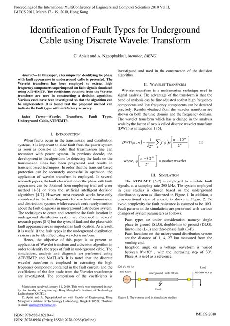 Pdf Identification Of Fault Types For Underground Cable Using Discrete Wavelet Transform