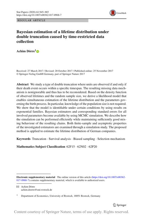 Bayesian Estimation Of A Lifetime Distribution Under Double Truncation Caused By Time Restricted