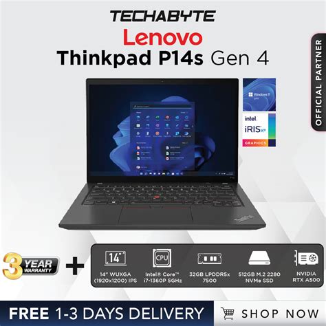 Lenovo Thinkpad P14s Gen 4 14 FHD I7 1360P 32GB LPDDR5x 512GB SSD NVIDIA RTX A500