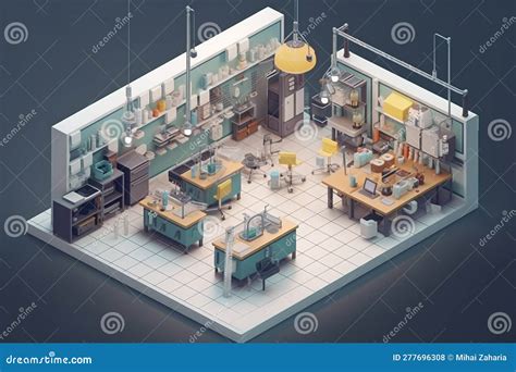 Chemistry Lab 3d Rendering Illustration Isometric View Generative