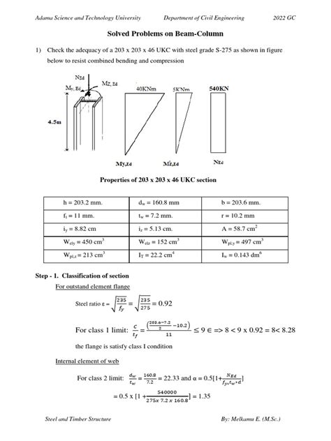 solved problems on beam column pdf bending buckling