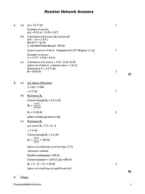 13 Resistor Networks Ms Pdf Electrical Resistance And Conductance Resistor