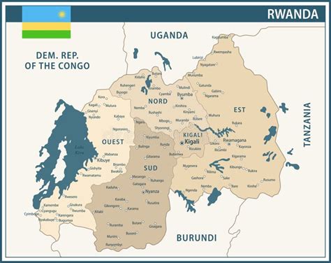 Rwanda Political Map Of Administrative Divisions Stock Vector