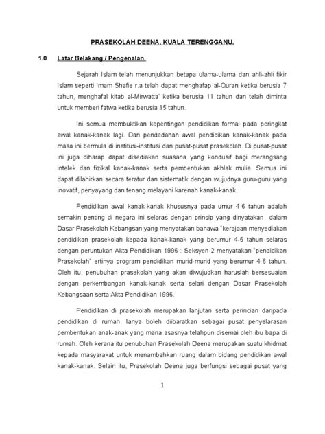 Contoh Tugasan Kertas Kerja Penubuhan Prasekolah | PDF