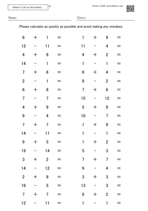 Conversion Attention Rehabilitation Worksheets