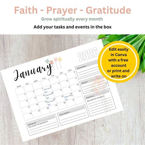 2026 Printable Devotional Calendar Editable Calendar Template In