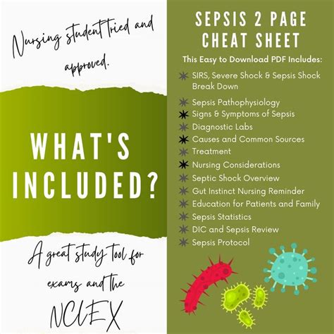 Sepsis 2 Page Cheat Sheets Pdf Made For Nursing Students By A Nursing