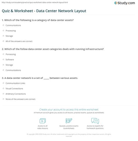 Quiz Worksheet Data Center Network Layout Study Com