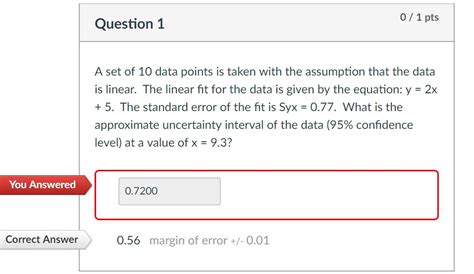 Solved A Set Of 10 Data Points Is Taken With The Assumption Chegg Com
