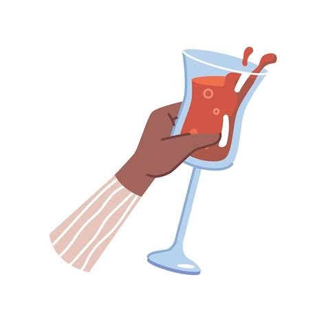 Premium Vector Hand Cheers With Glass Of Red Wine Or Champagne