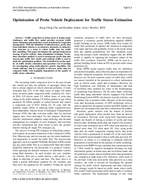 Pdf Optimization Of Probe Vehicle Deployment For Traffic Status