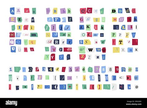 Ransom Font Colorful Criminal Uppercase And Lowercase Letters Numbers