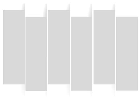 그림자가 있는 6개의 세로 배너 다른 높이의 부품의 모듈 식 페인팅 벡터 사실적인 모형 회색 빈 줄무늬 종이 시트에서 자릅니다 주당순이익10 3차원 형태에 대한 스톡 벡터